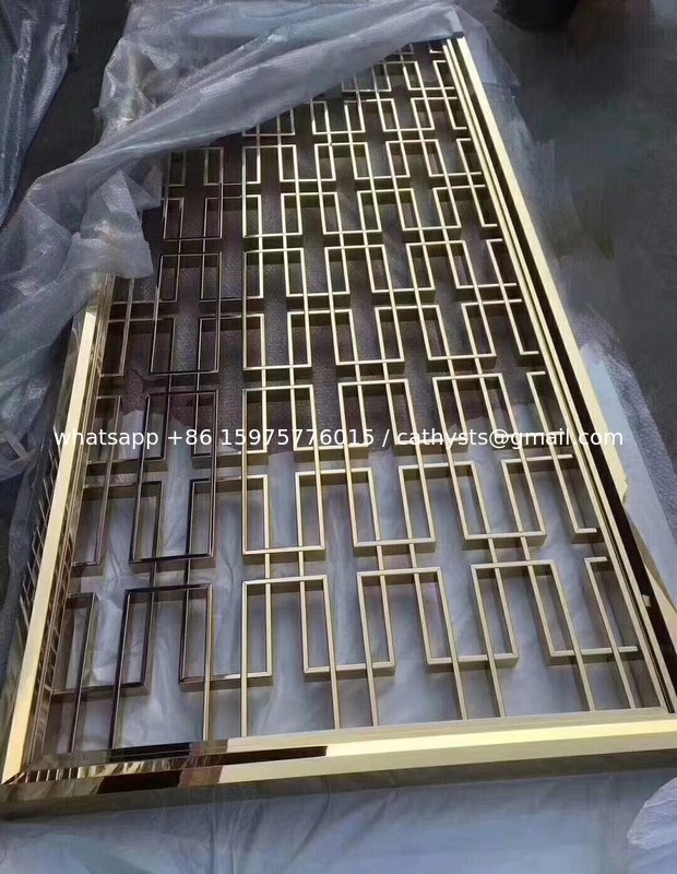 Stylish Gold Stainless Steel Frame Storage Modern Furniture Screen ...