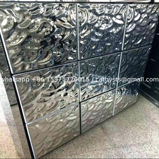 Embossed Stainless Steel Panels Gold Mirror Finish For Column Cover ...